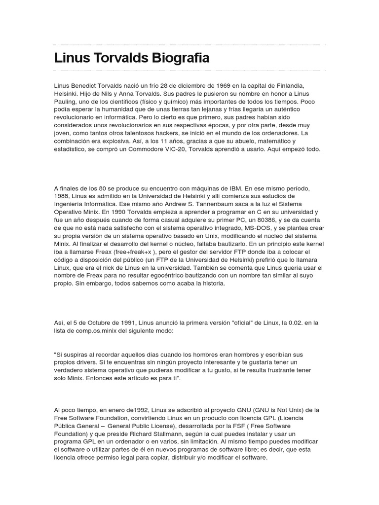 El padre de Linux: Biografía de Linus Torvalds, creador del núcleo ...