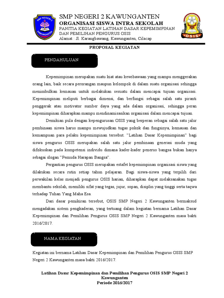Proposal LDK dan Pemilihan Pengurus OSIS | PDF | Karier & Perkembangan