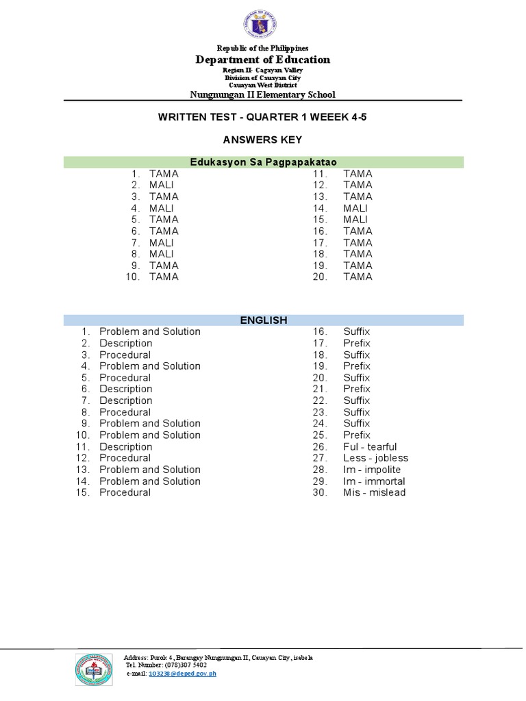 Answer Key Q1 W4-5 Written | Download Free PDF | Southeast Asia | Philippines