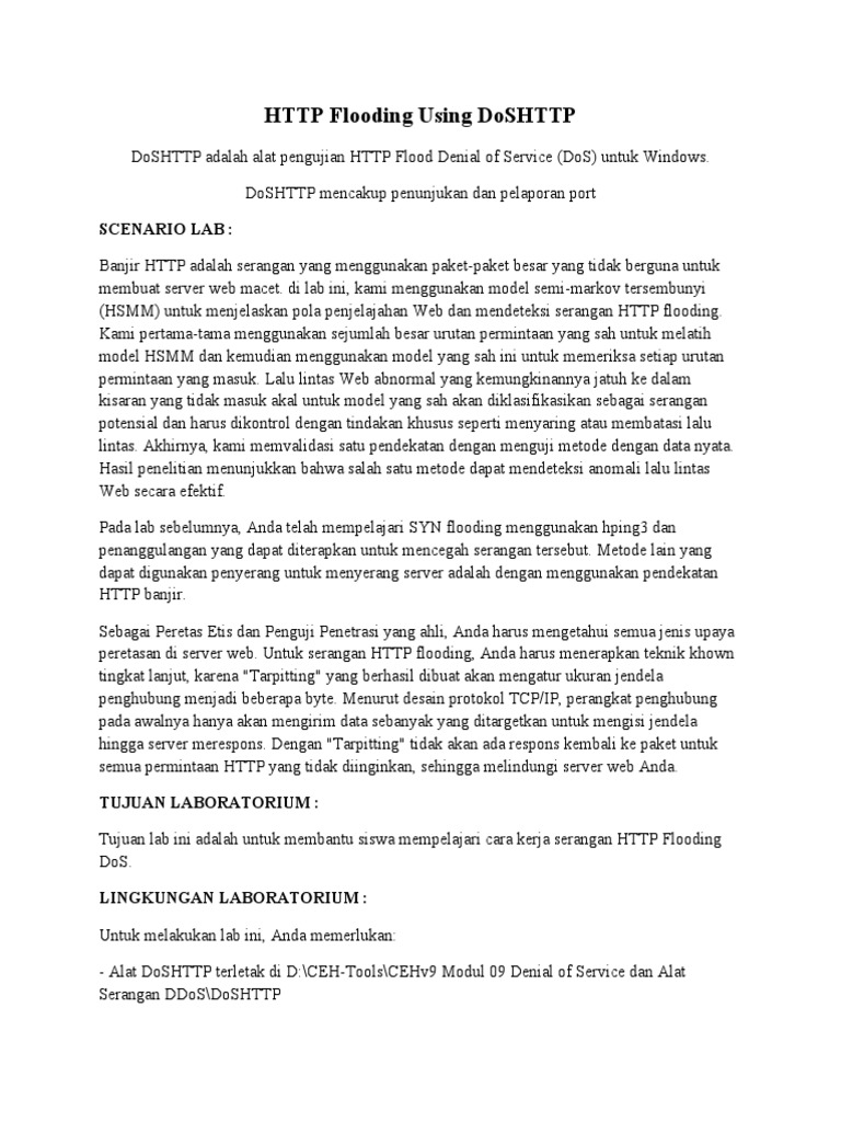HTTP Flooding Using DoSHTTP (Indonesia) | PDF