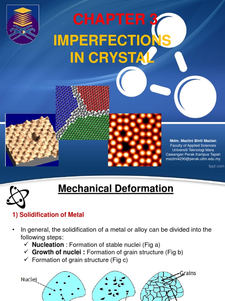 Imperfections in Crystal: Mdm. Mazlini Binti Mazlan | PDF | Dislocation | Diffusion