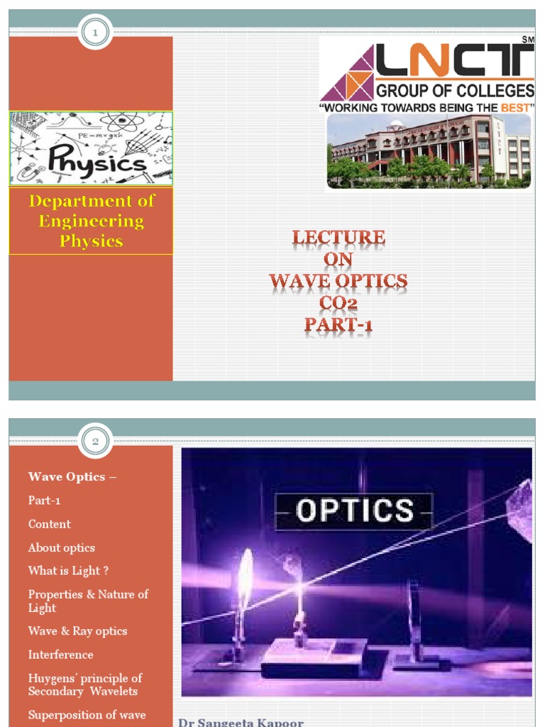 Wave Optics Part-1 | PDF | Light | Optics