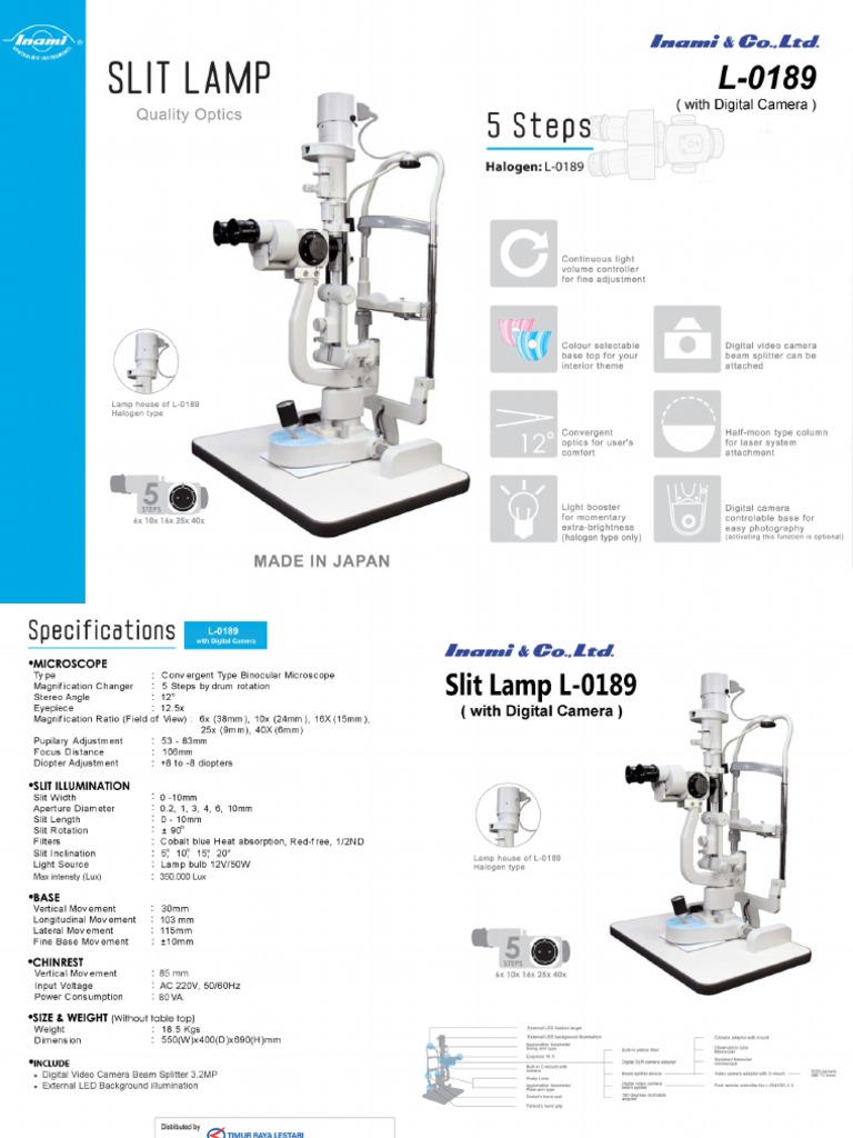 Brosur INAMI 5 Steps Magnification Slit Lamp - L-0189 (With Digital ...
