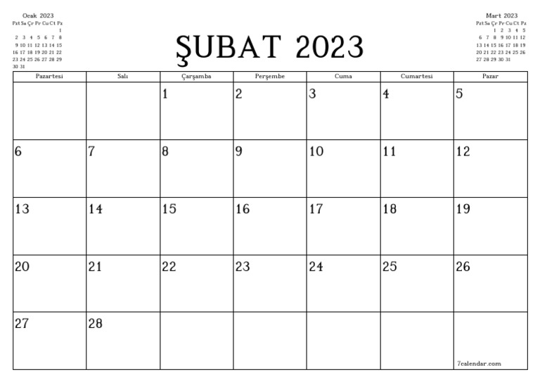 Takvim Şubat 2023 | PDF