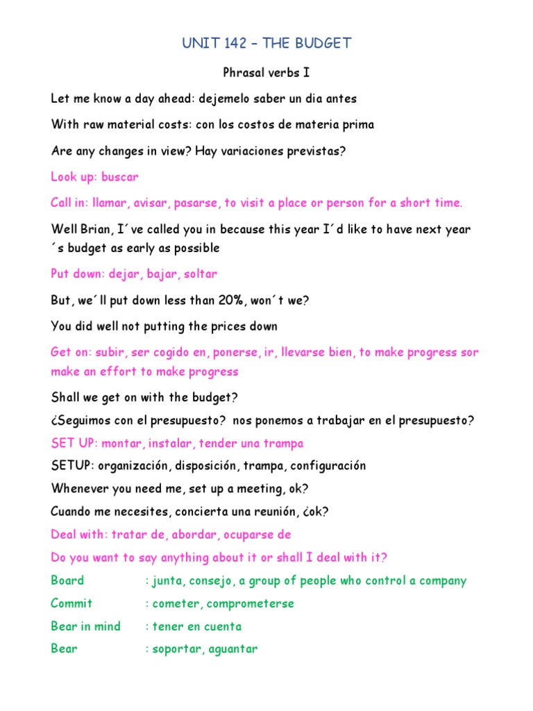 Phrasal Verbs in Budgeting Context | PDF | Linguistics