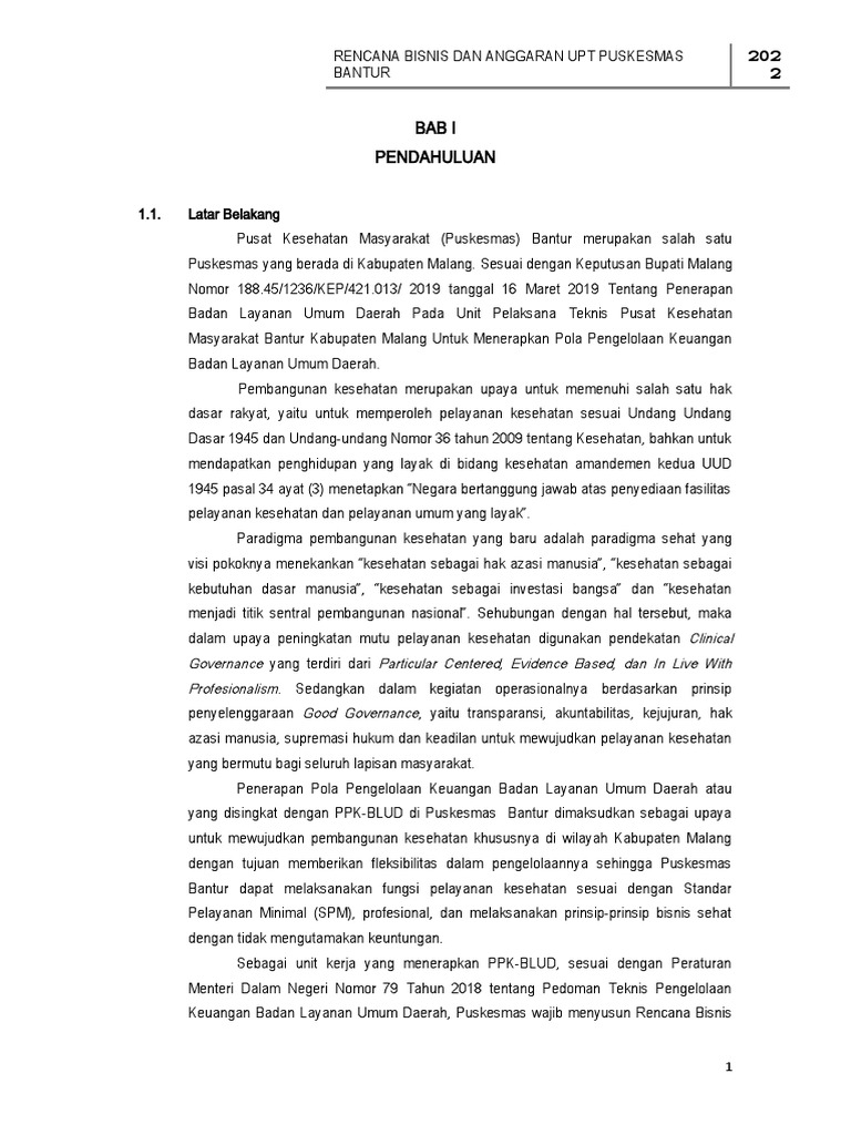 Bab 1-4 RBA Puskesmas Bantur | PDF