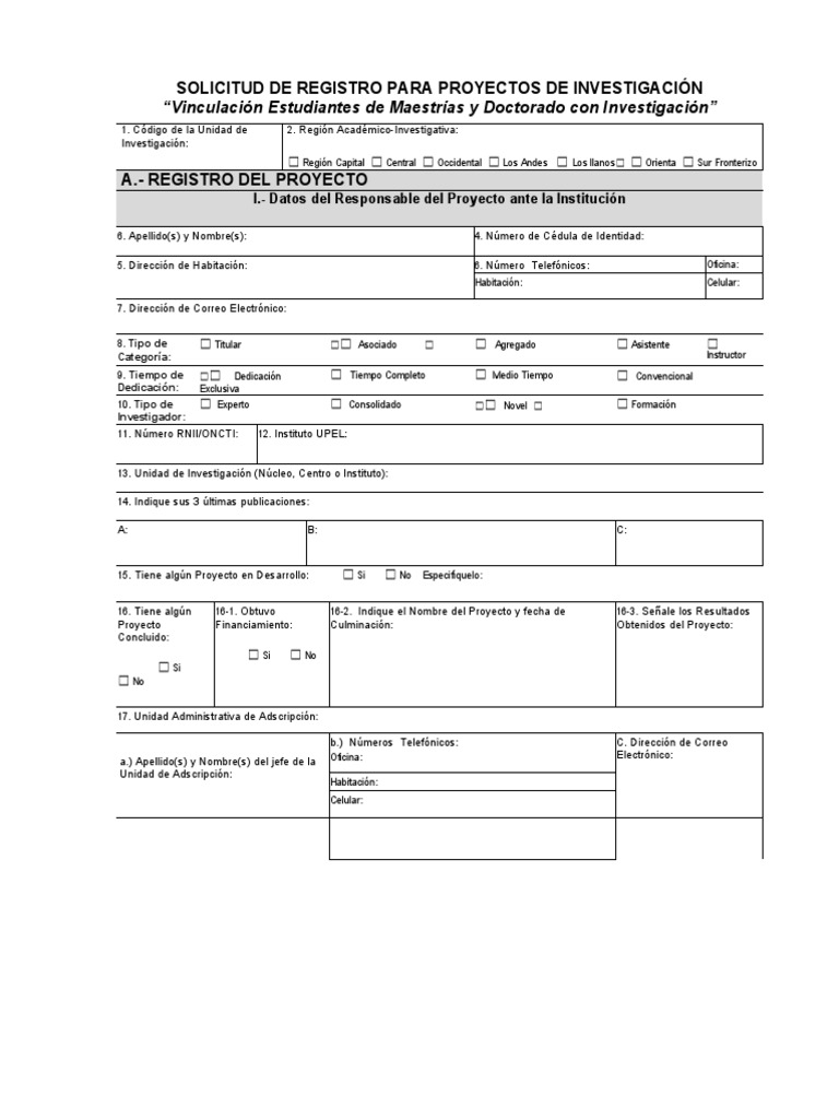 P - Solicitud de Registro para Proyectos de Investigación | PDF