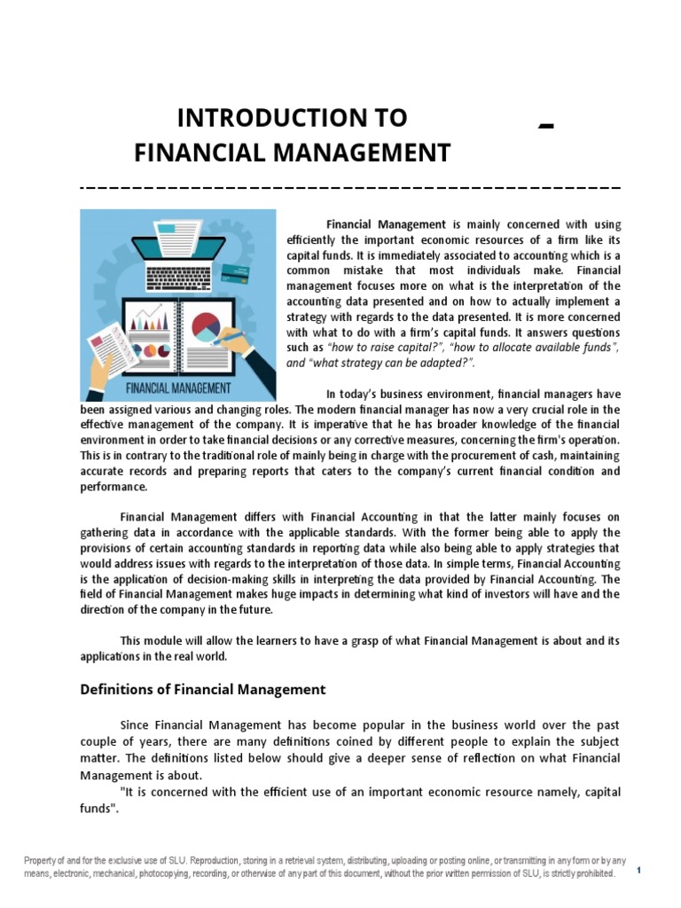 Module 1 Introduction To Financial Management | PDF | Economics | Investing
