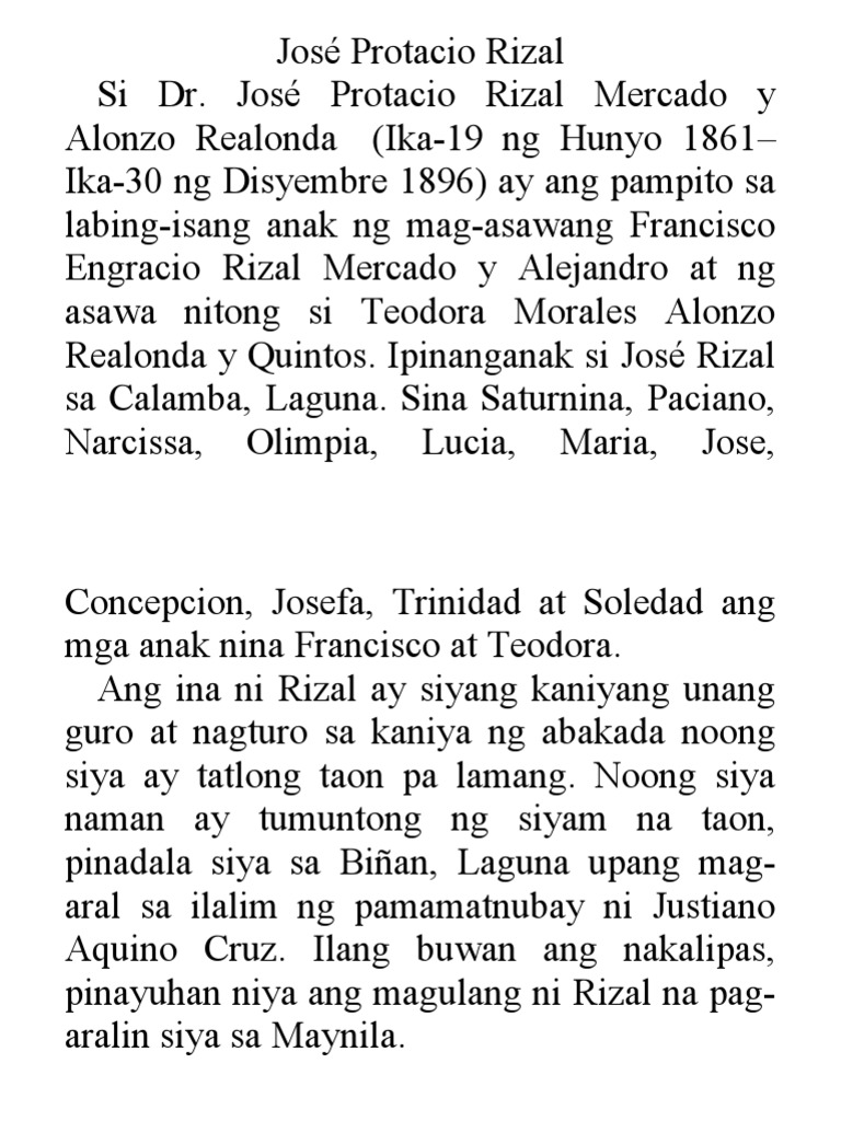 José Protacio Rizal | PDF