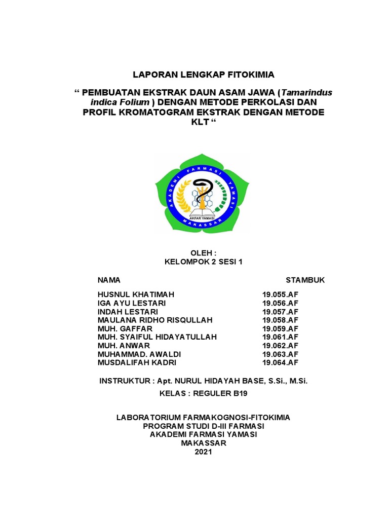 EKSTRAKSI DAN IDENTIFIKASI KOMPONEN KIMIA DAUN ASAM JAWA (Tamarindus ...