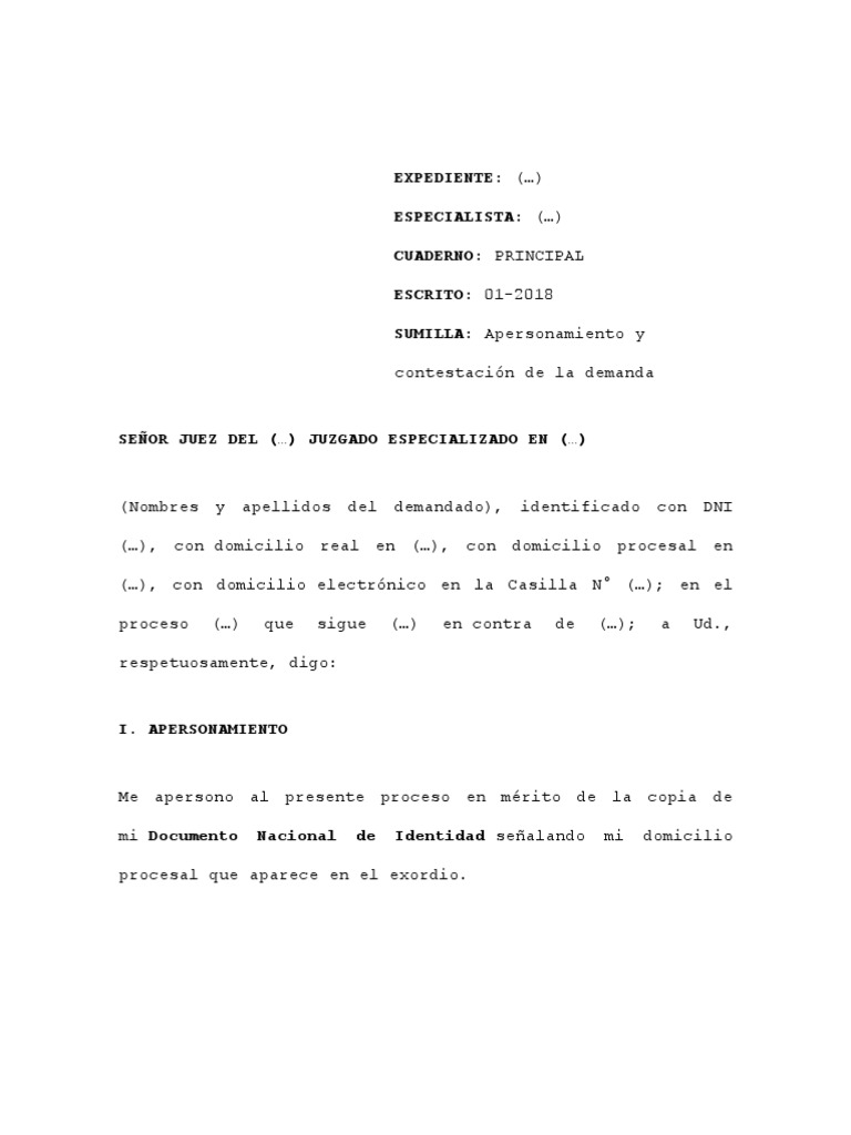 Modelo de Contestación a la Demanda | PDF | Demanda judicial | Justicia