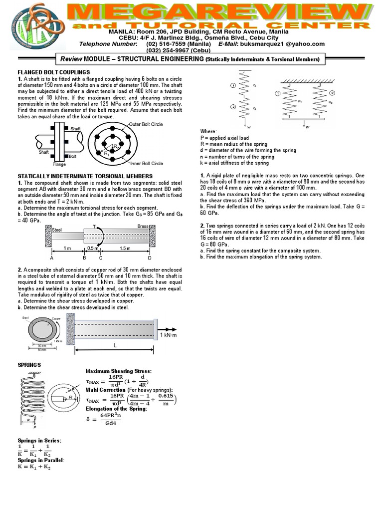 MEGA Review Module - Strength of Materials 2 (Part 2) | PDF | Screw ...