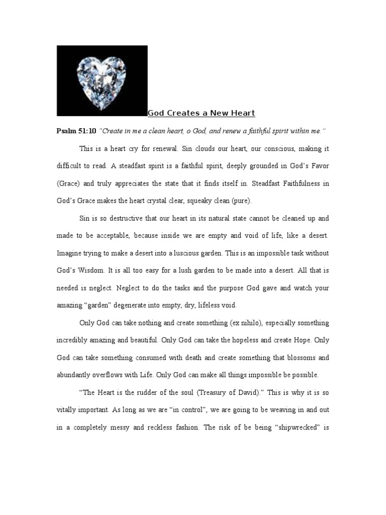God Creates A New Heart | PDF | Grace In Christianity | Christian ...