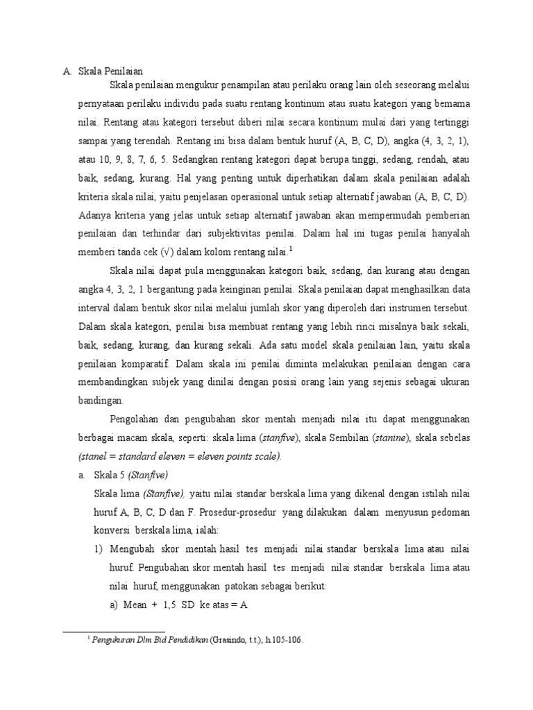 Skala Penilaian: Konversi Nilai Skor | PDF