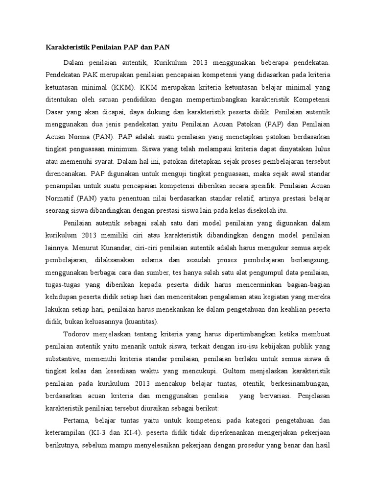 Karakteristik Penilaian PAP Dan PAN | PDF