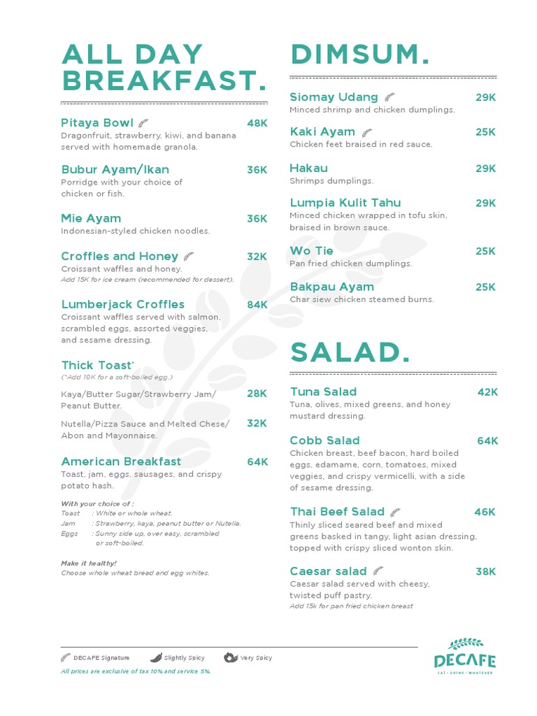 DECAFE Menu With Pictures PDF | PDF | Indonesian Cuisine | Food And ...