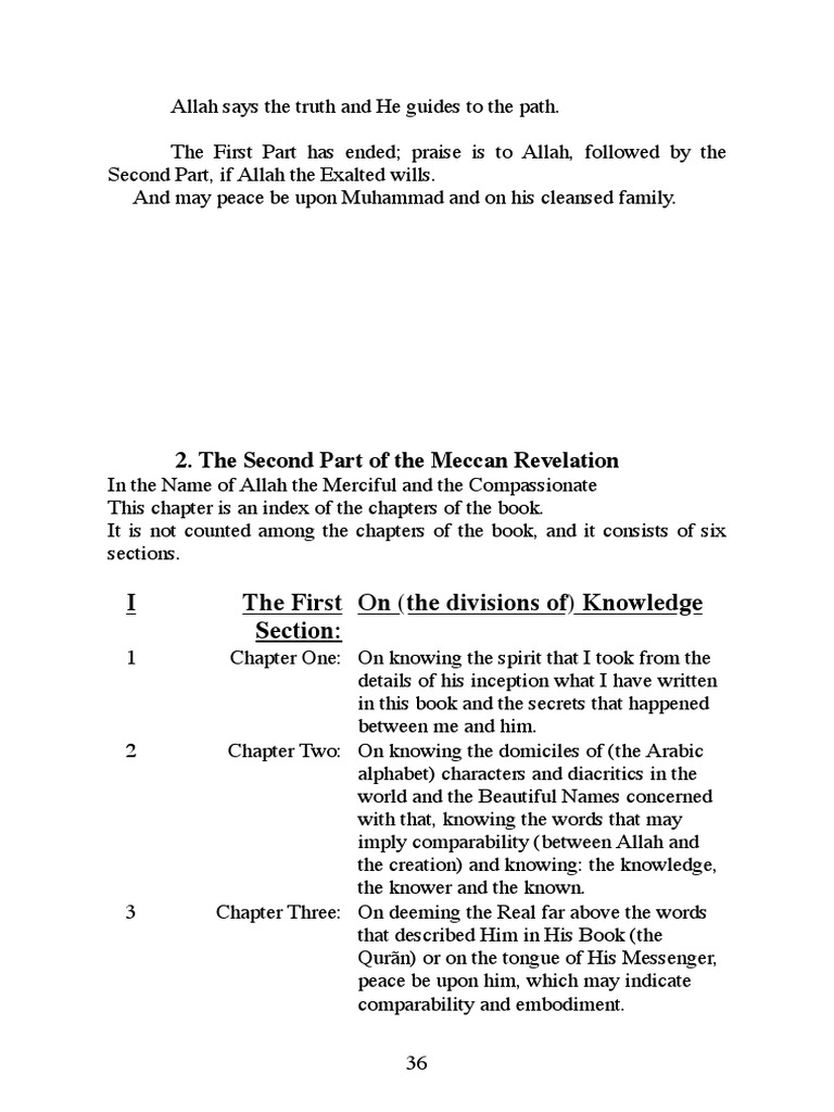 Meccan Revelations Table of Contents | PDF | Surah | Allah