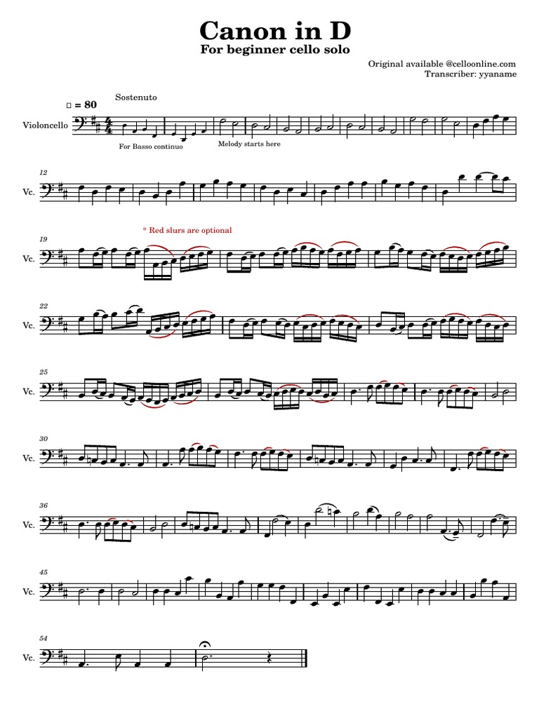 Cello Solo Canon in D P | PDF | Cello | Musical Forms
