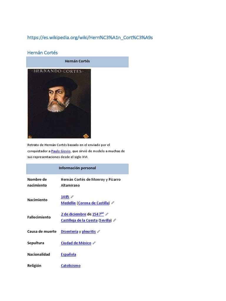 Biografía de Hernán Cortés resumida | PDF | Hernán Cortés | Imperio español