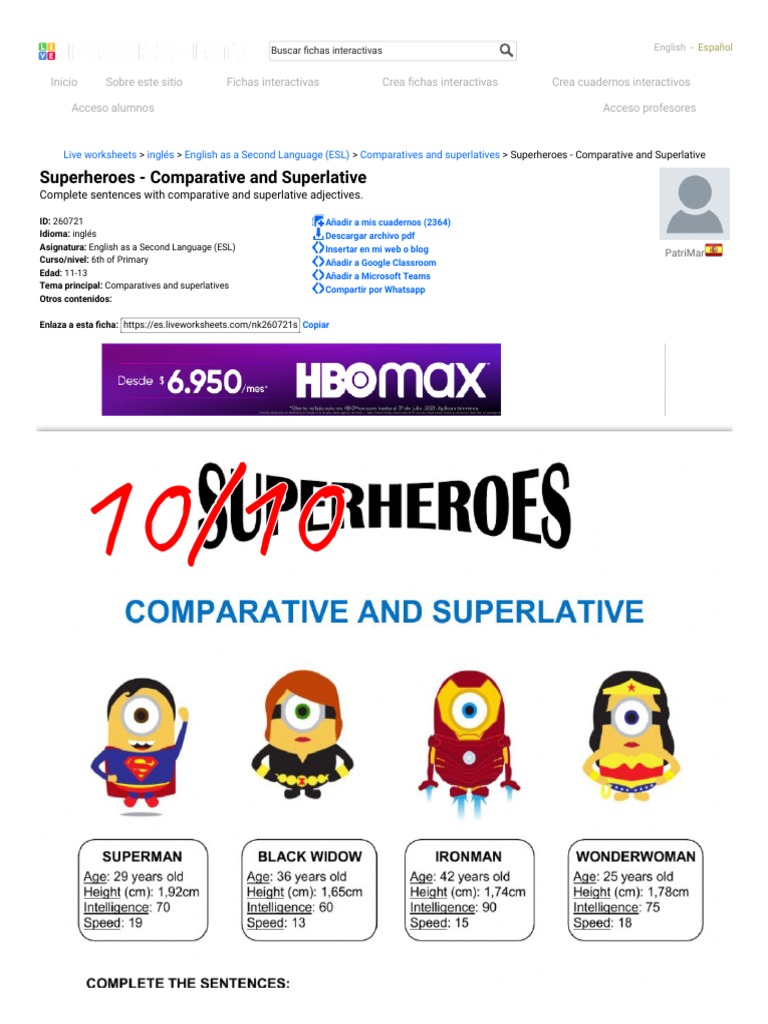 Ejercicio de Superheroes - Comparative and Superlative | PDF | Software | Informática