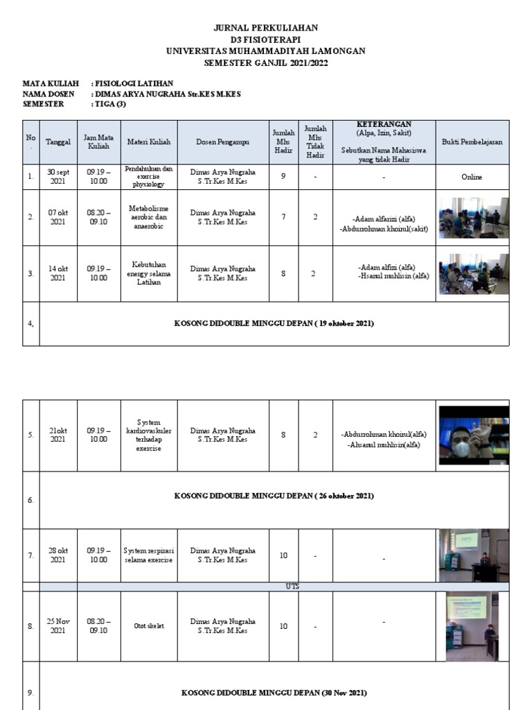 Jurnal Fisiologi Latihan D3 Fisioterapi | PDF