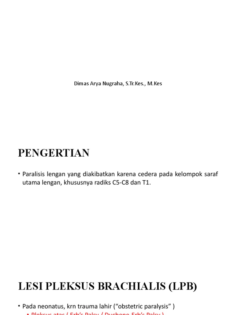 Lesi Pleksus Brachialis pada Bayi: Diagnosis dan Terapi | PDF ...