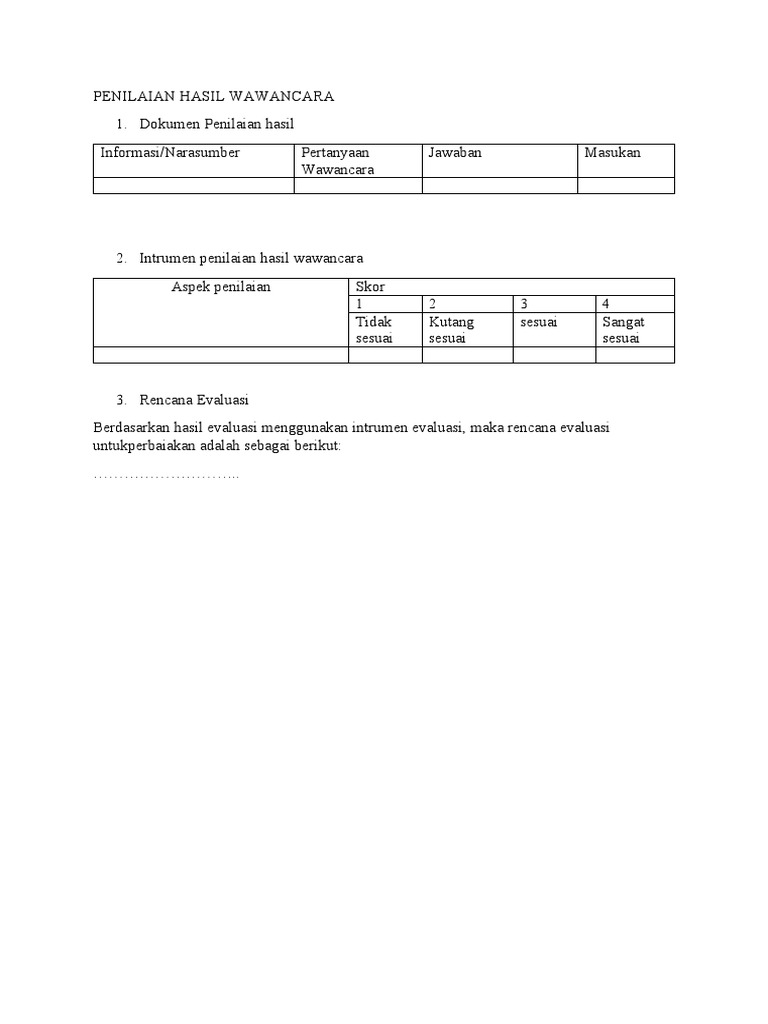 Format Penilaian Wawancara | PDF
