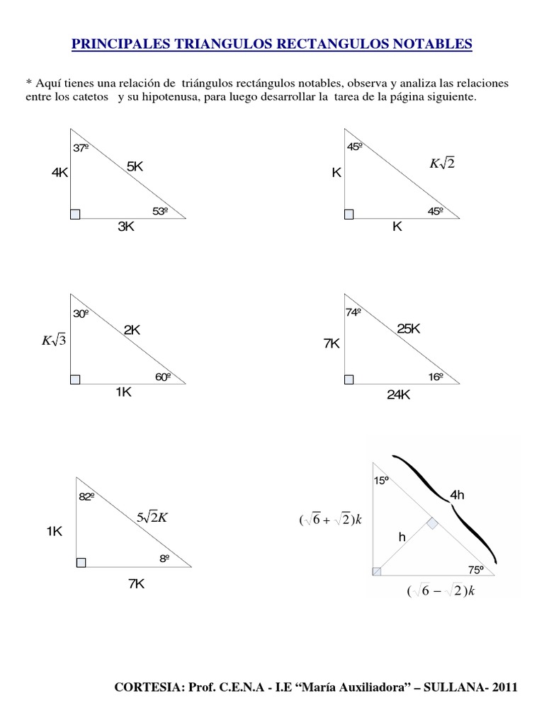 Principales Triangulos Rectangulos Notab | PDF