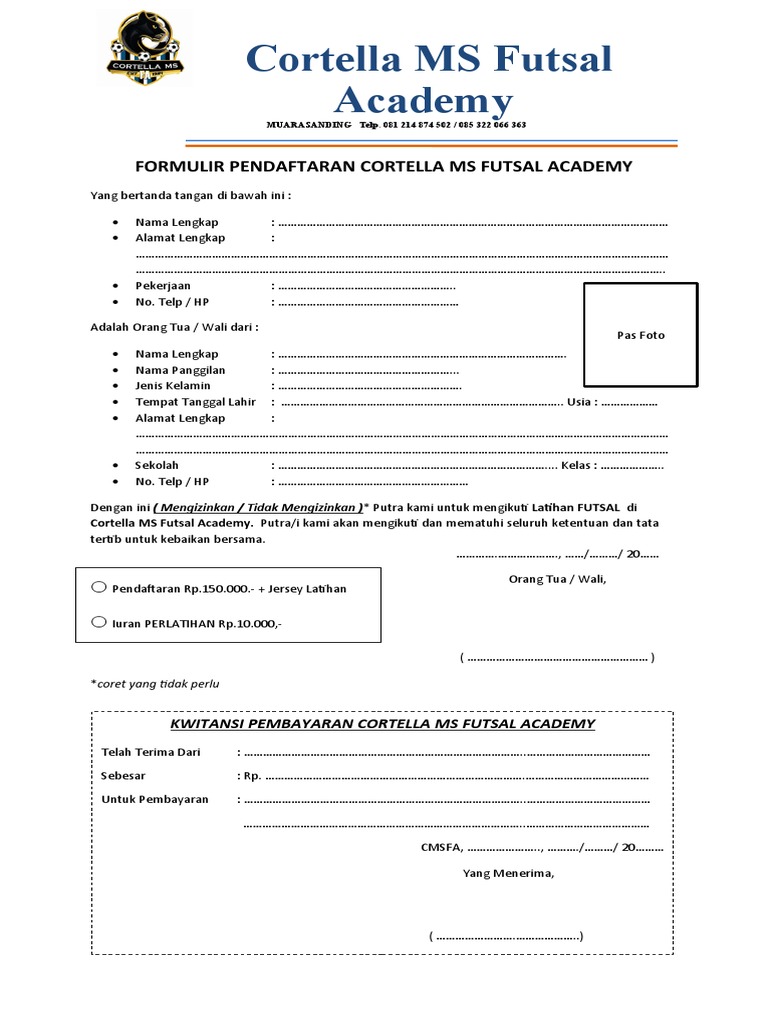 Formulir Pendaftaran Futsal MS | PDF | Olahraga & Rekreasi