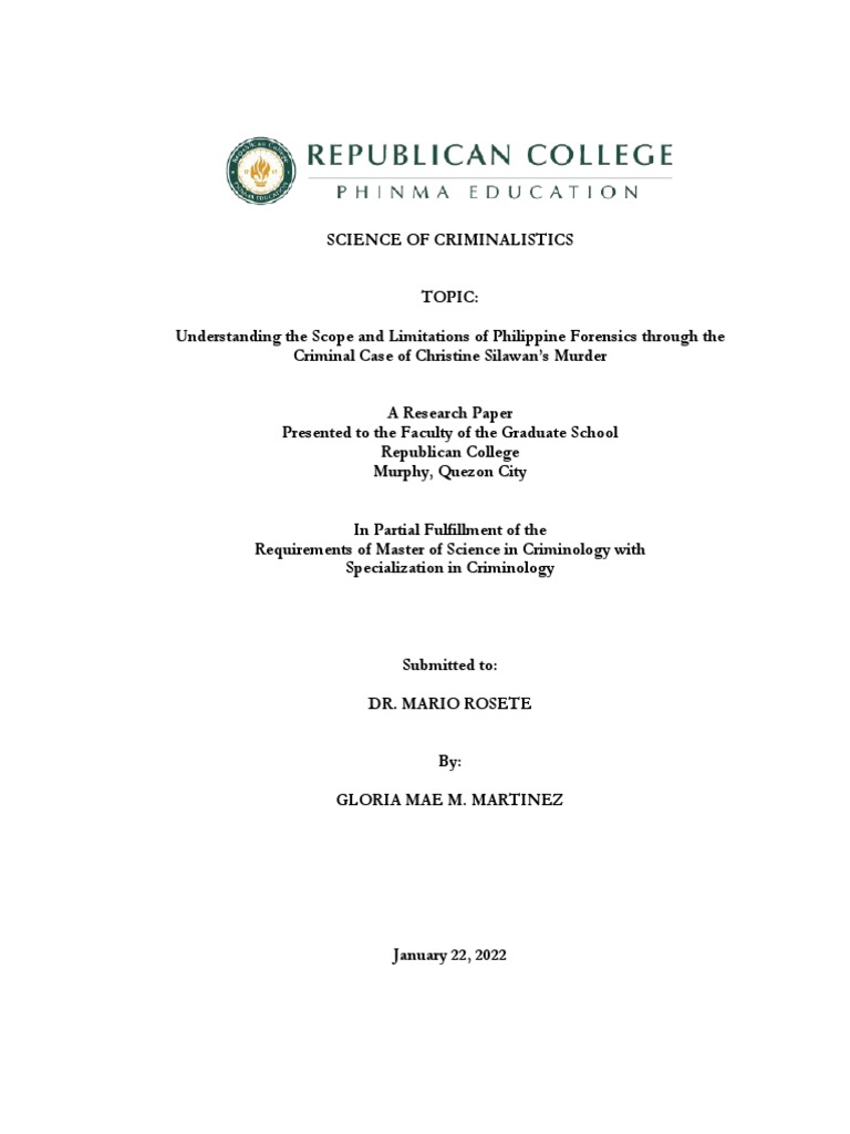 Forensic Analysis of Christine Silawan's Case | PDF | Forensic Science ...