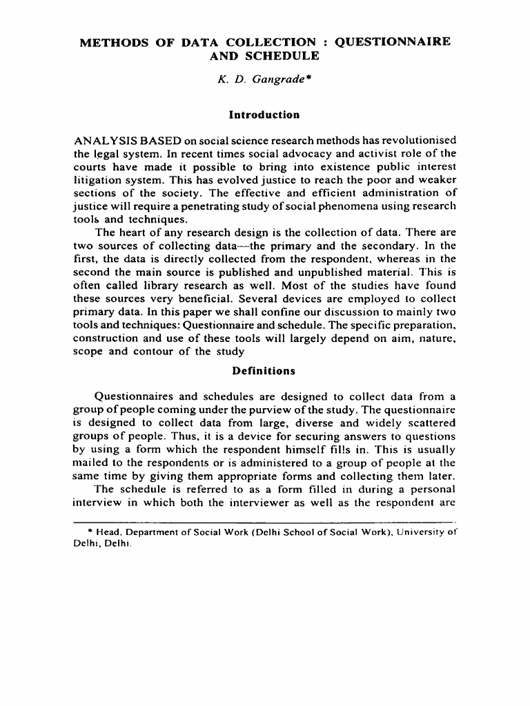 Methods of Data Collection Questionnaire | PDF | Questionnaire | Feeling