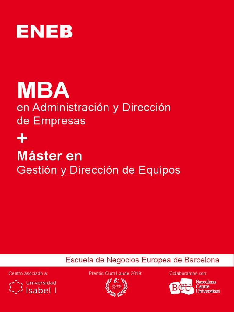MBA y Máster en Gestión ENEB Barcelona | PDF | Máster en Administración ...