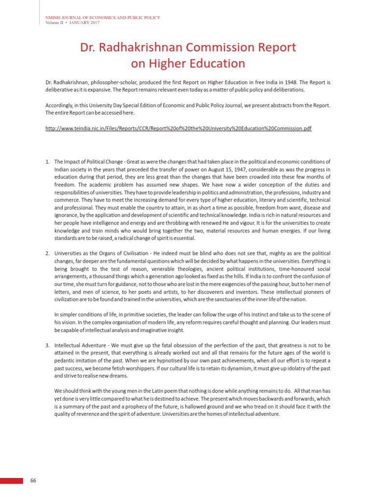 DR Radhakrishnan Commission Report On Higher Education | PDF | Science ...