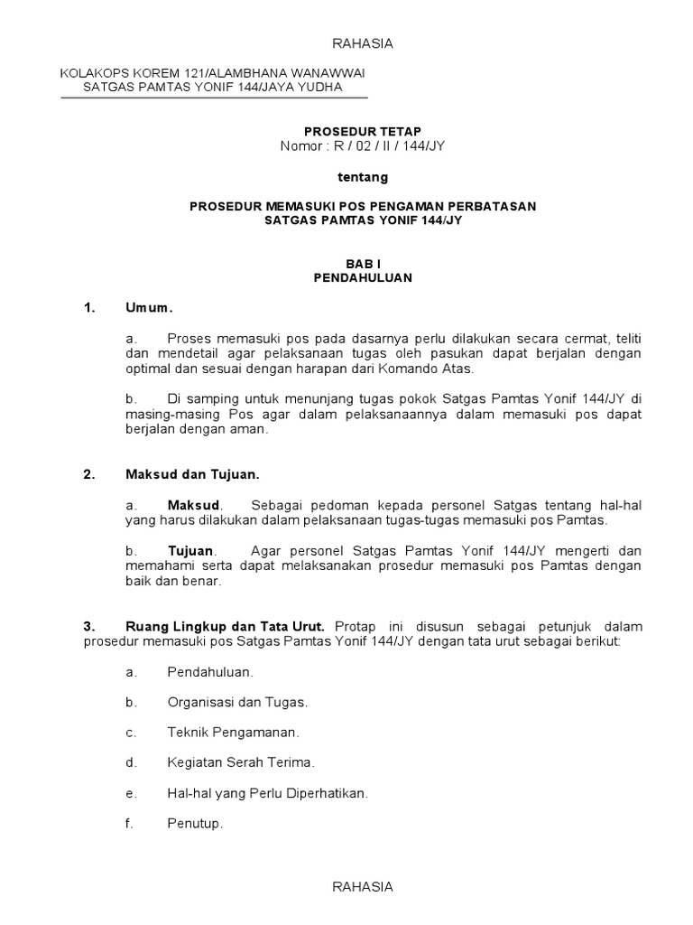 Protap Prosedur Masuk Pos | PDF