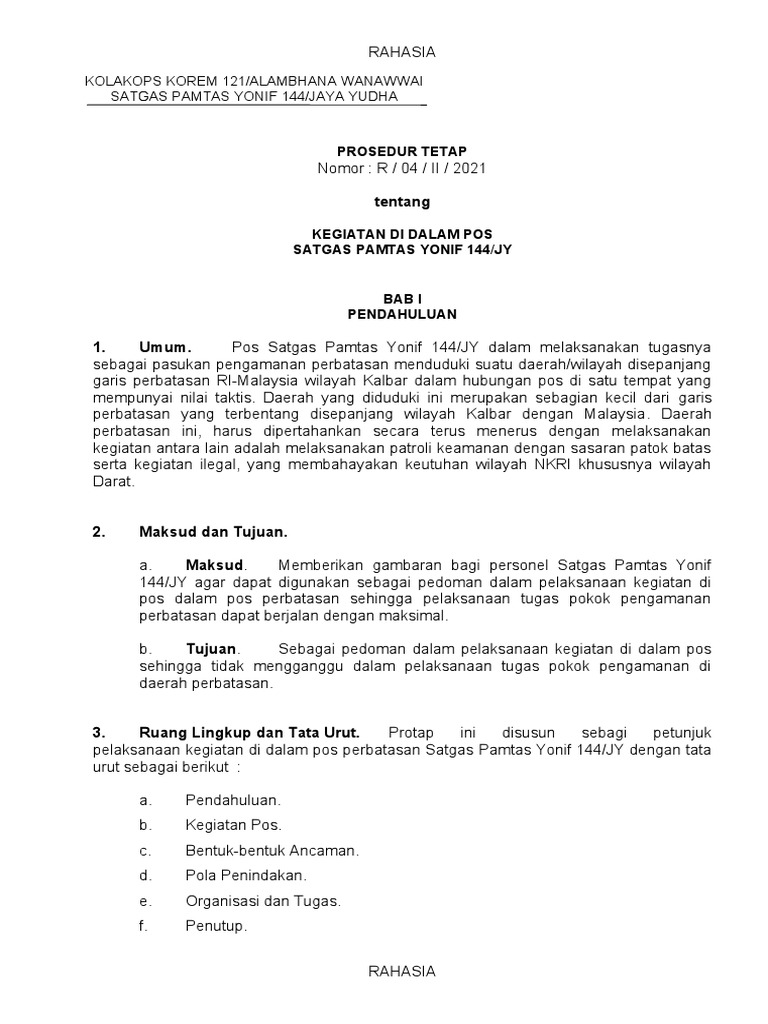 Protap Kegiatan Di Dalam Pos | PDF