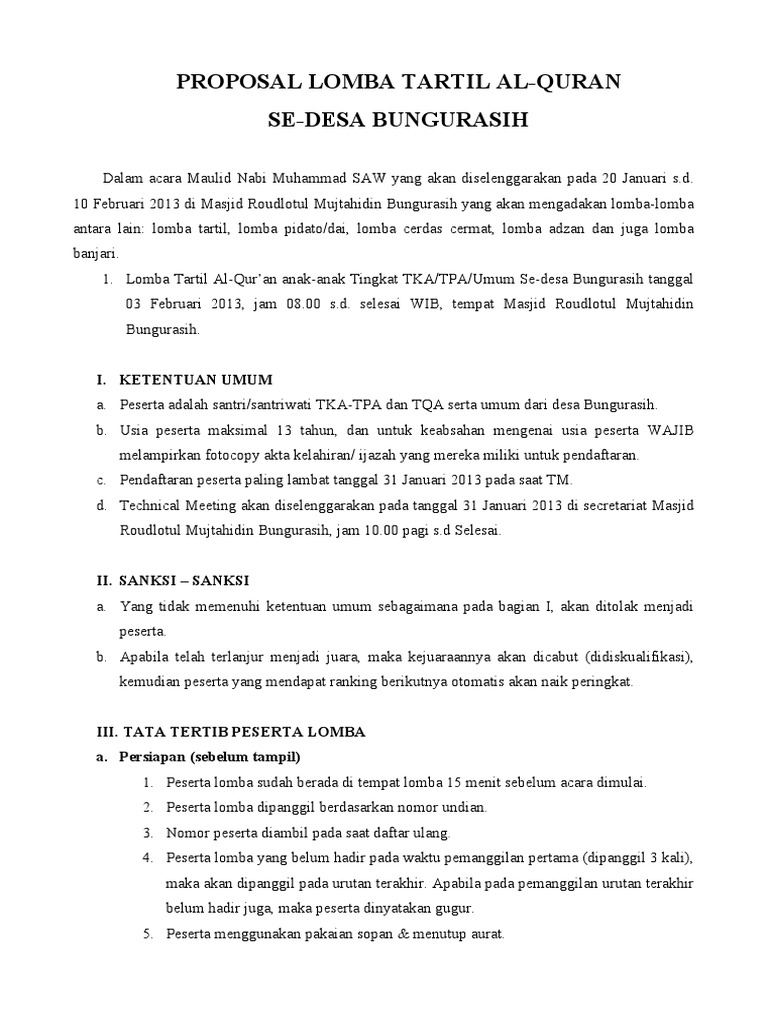 Proposal Lomba Tartil | PDF