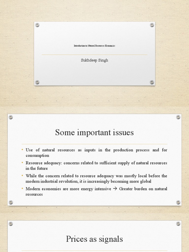 Lecture 1 - Introduction To Economics of Natural Resources | PDF | Resource | Resource Depletion