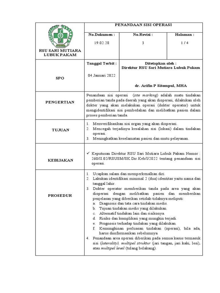 Spo 19 Penandaan Sisi Operasi (SKP 4) | PDF