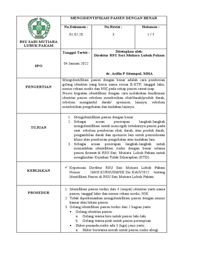 Spo 1 Identifikasi Pasien Skp 1 Pdf