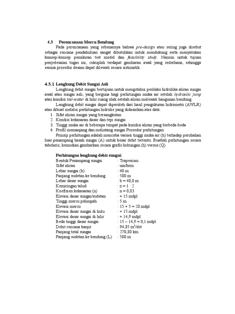 4.3 Perencanaan Mercu Bendung | PDF