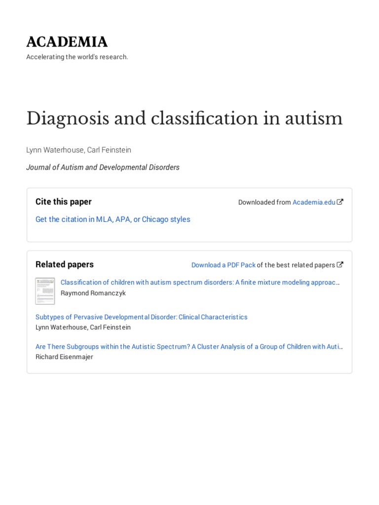 Diagnosis and Classification Autism DSM | PDF | Autism | Diagnostic And ...