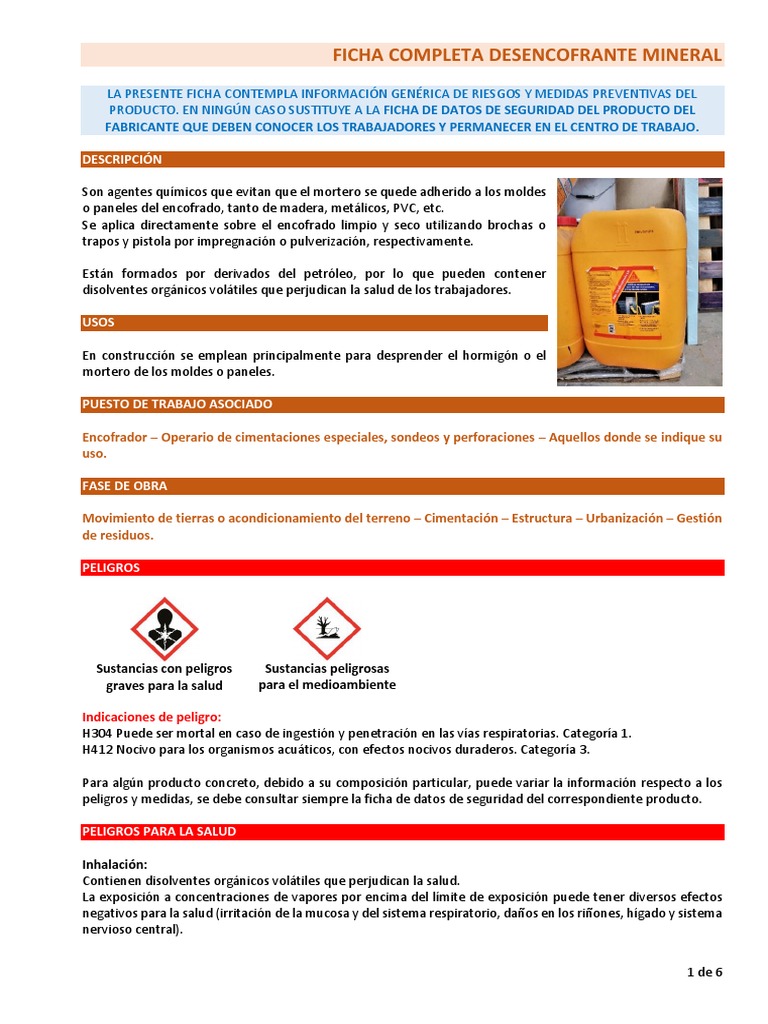 Ficha de Seguridad Completa | PDF | Agua | Química