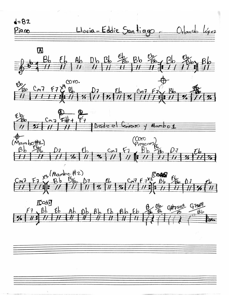 Lluvia - Eddie Santiago (Partitura Piano) | PDF