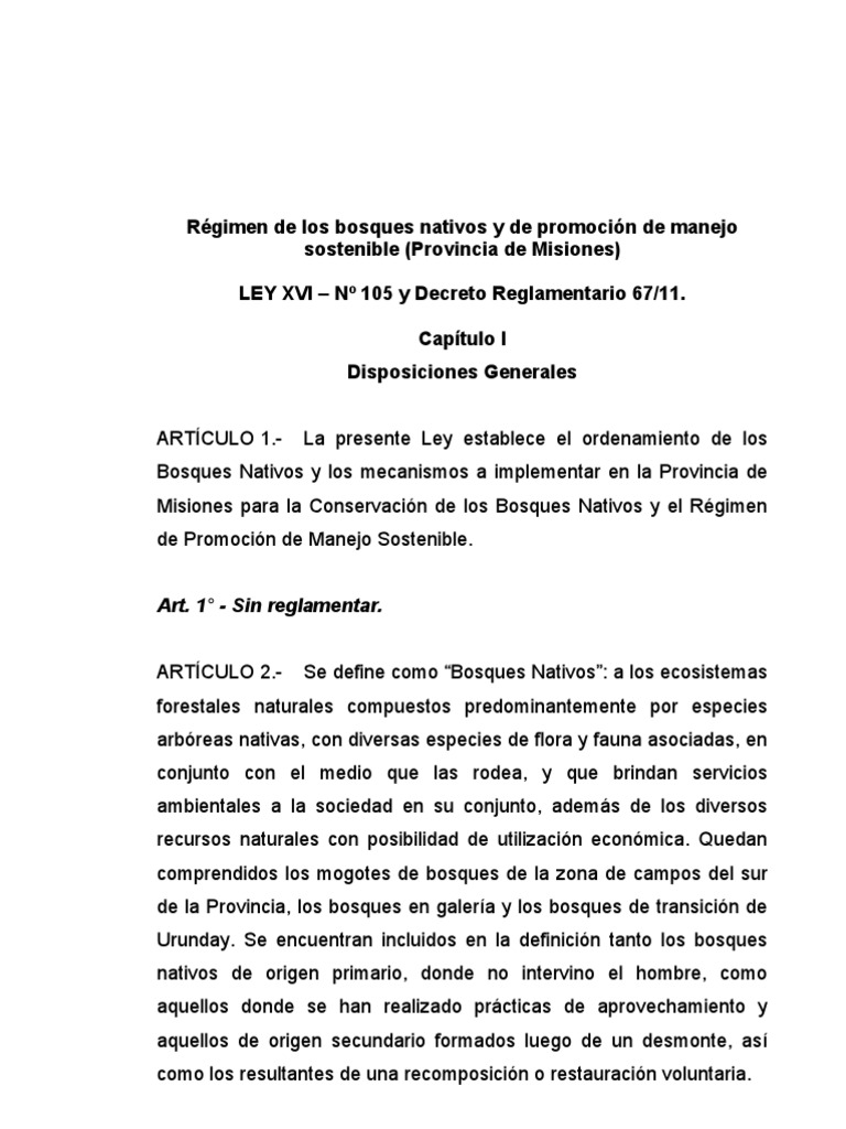 Ley XVI 105: Bosques Nativos en Misiones | PDF | Los bosques ...