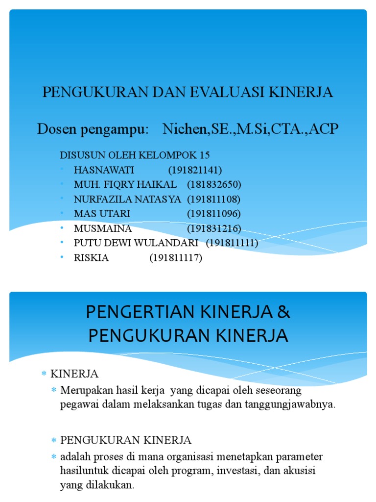 Evaluasi dan Pengukuran Kinerja | PDF | Bisnis