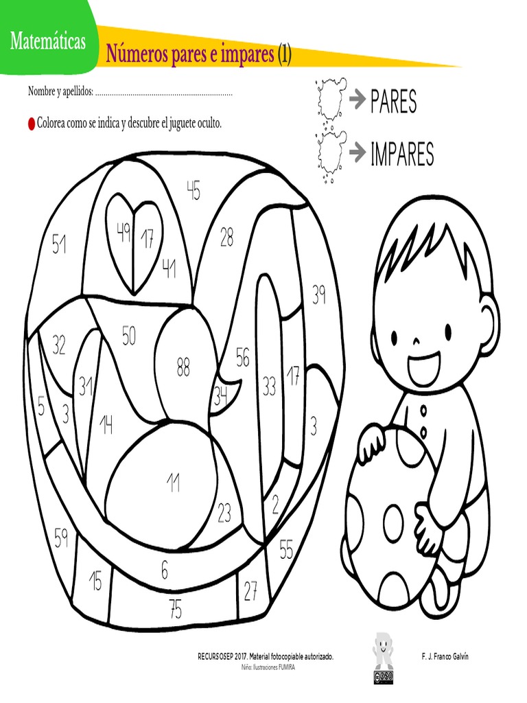 Colorea Los Numeros Pares e Impares | PDF