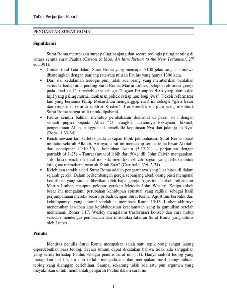 Pengantar Surat Roma | PDF