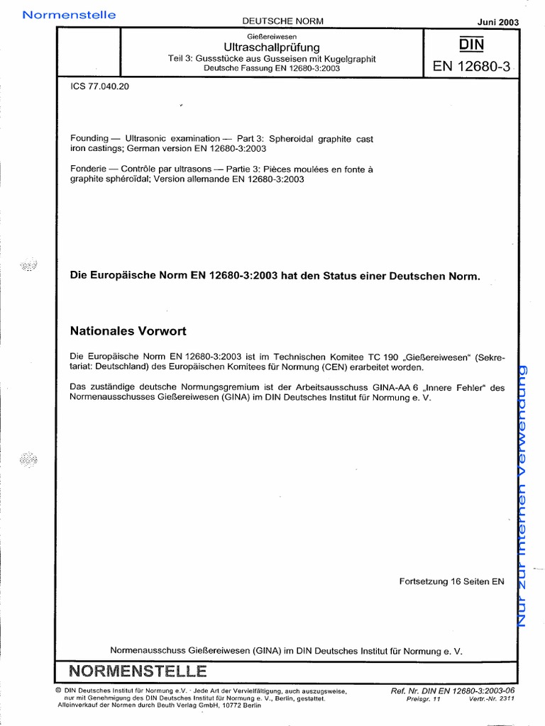 Din en 12680-3 | PDF