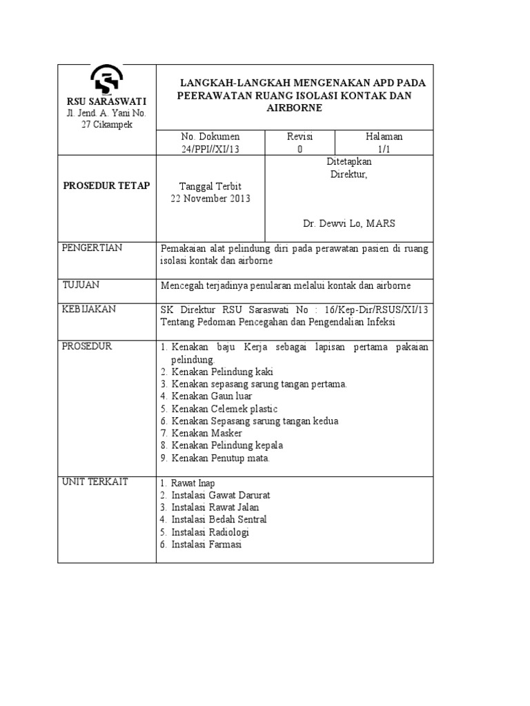 Panduan APD untuk Ruang Isolasi | PDF