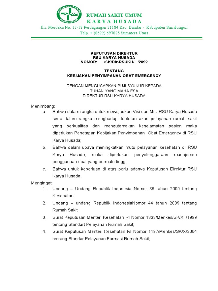 SK Peyimpanan Obat Emergency | PDF